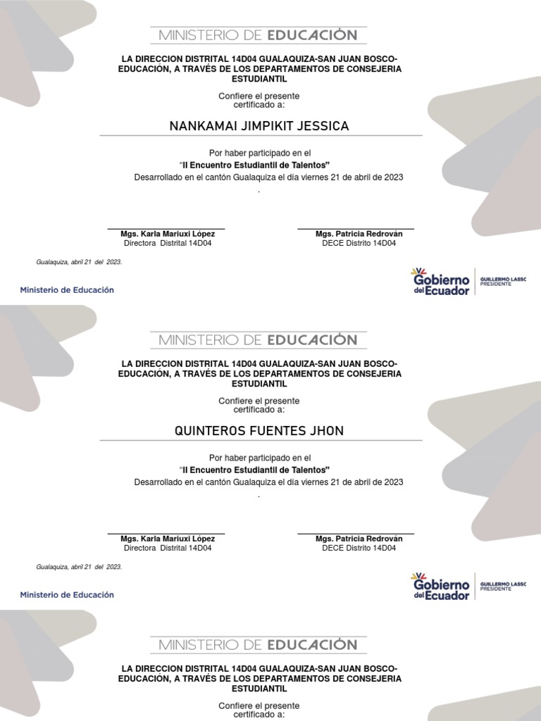 Certificados Dece 3 | PDF