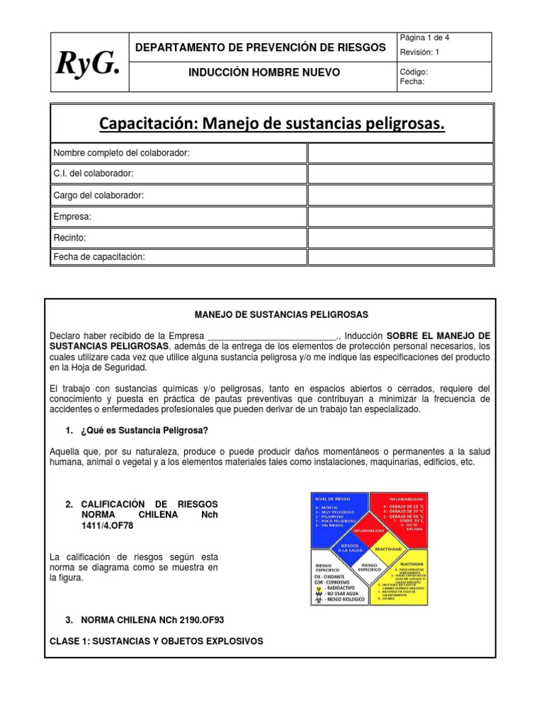 Capacitación Sustancias Peligrosas. | PDF | La seguridad | Química