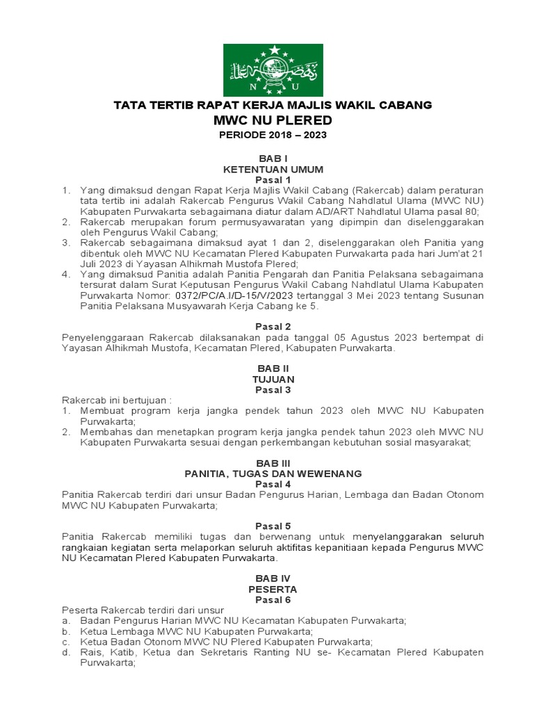 Tata Tertib Rapat Kerja | PDF