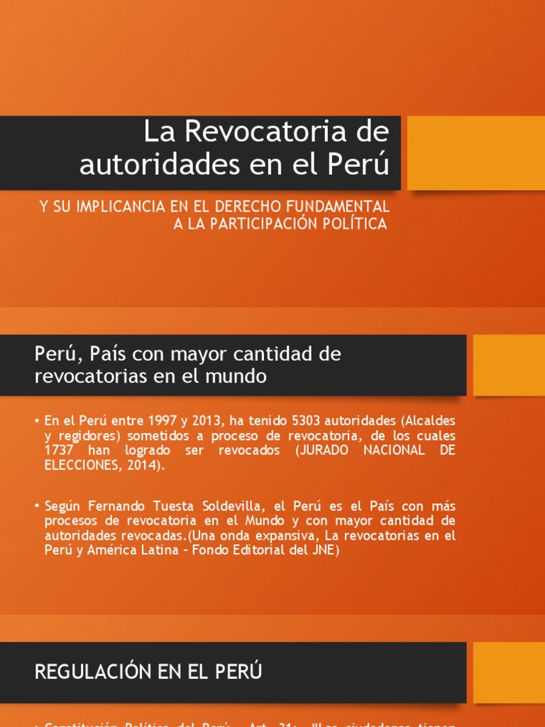 La Revocatoria de Autoridad en El Peru Trabajo LAYELI | PDF | Política