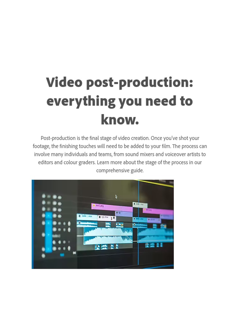 Video Post-Production - Everything You Need To Know - Adobe | PDF ...