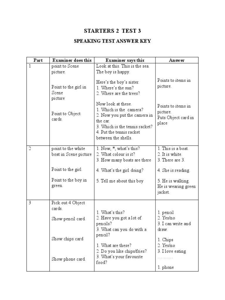 Starters 2 Test 3 | PDF