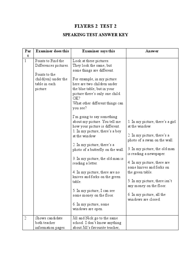 Flyers 2 Test 2 | PDF