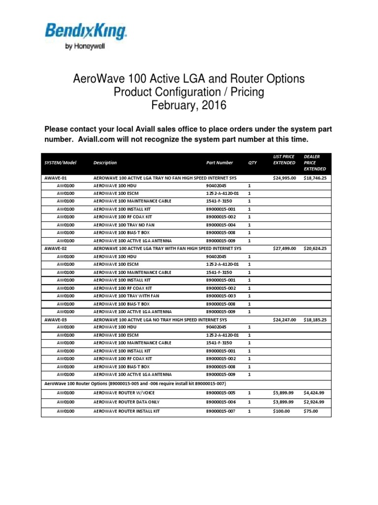 AeroWave 100 Pricing Guide | PDF | Coaxial Cable | Electronics