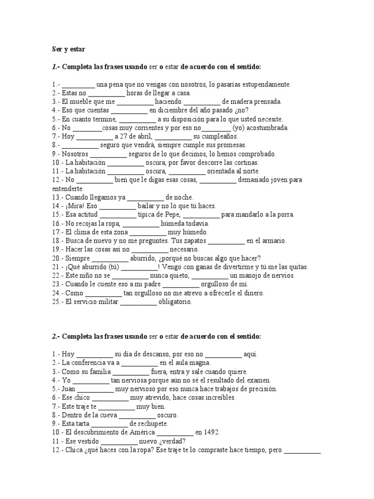 Ser y Estar | PDF | Artes del Lenguaje y Comunicación