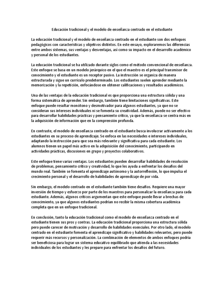 Educacion Tradicional y Modelo de Enseñanza | PDF | Enseñando | Aprendizaje