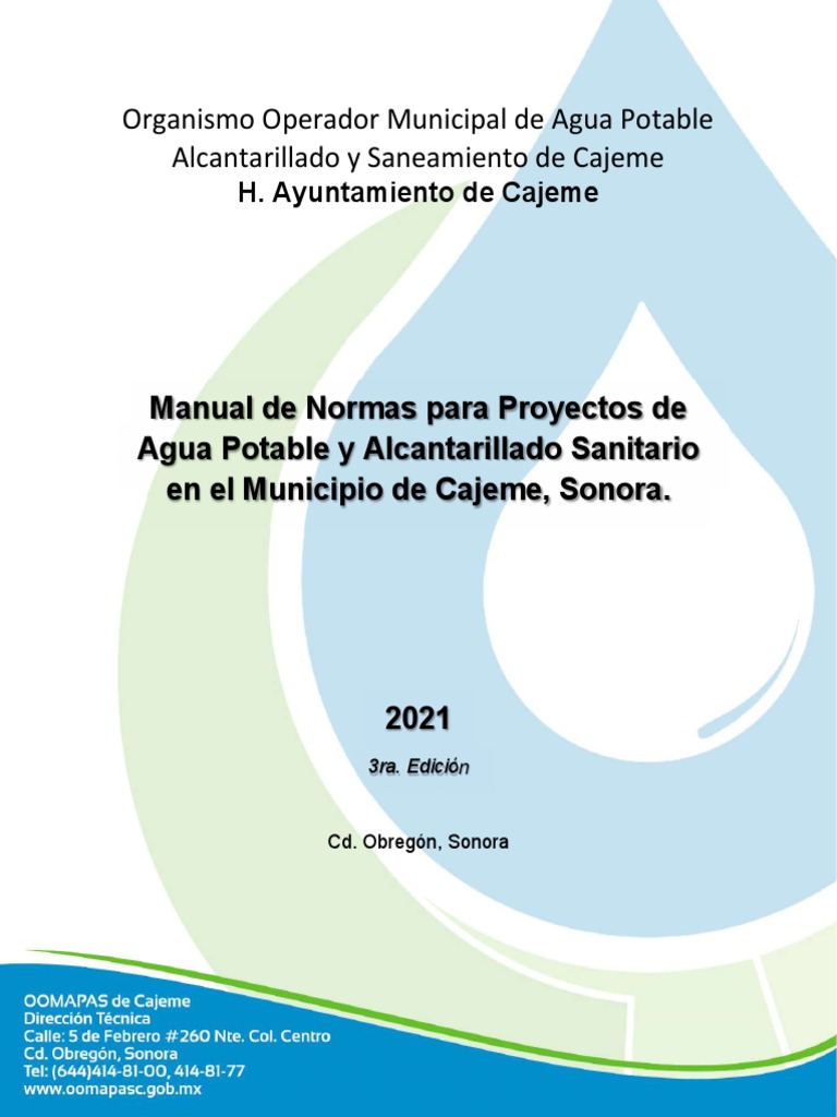 Manual de Proyectos 2021 Oomapas de Cajeme | PDF | Alcantarillado ...