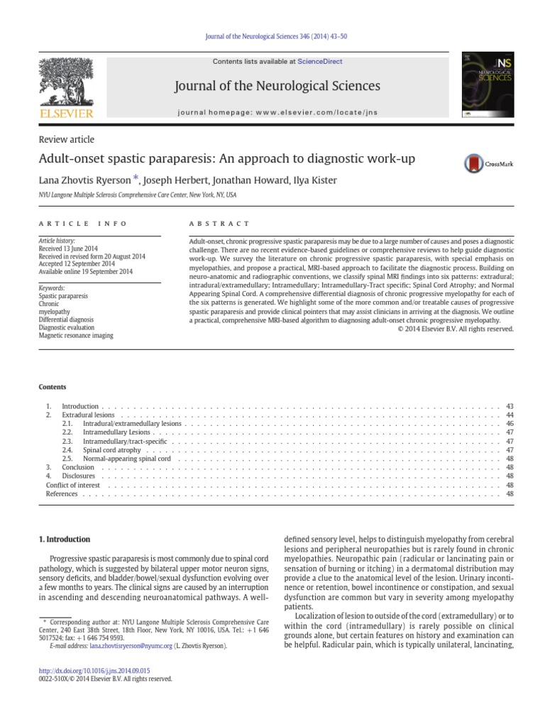Adult-Onset Spastic Paraparesis | PDF | Magnetic Resonance Imaging ...