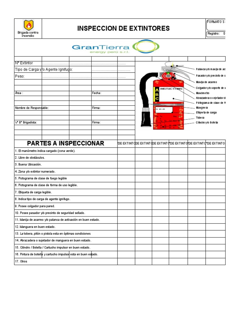 Formato S 017 Inspeccion de Extintores | PDF