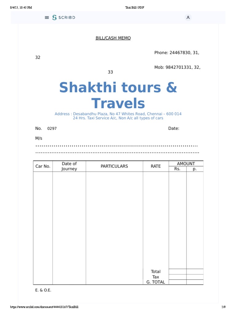 Taxi Bill _ PDF | PDF