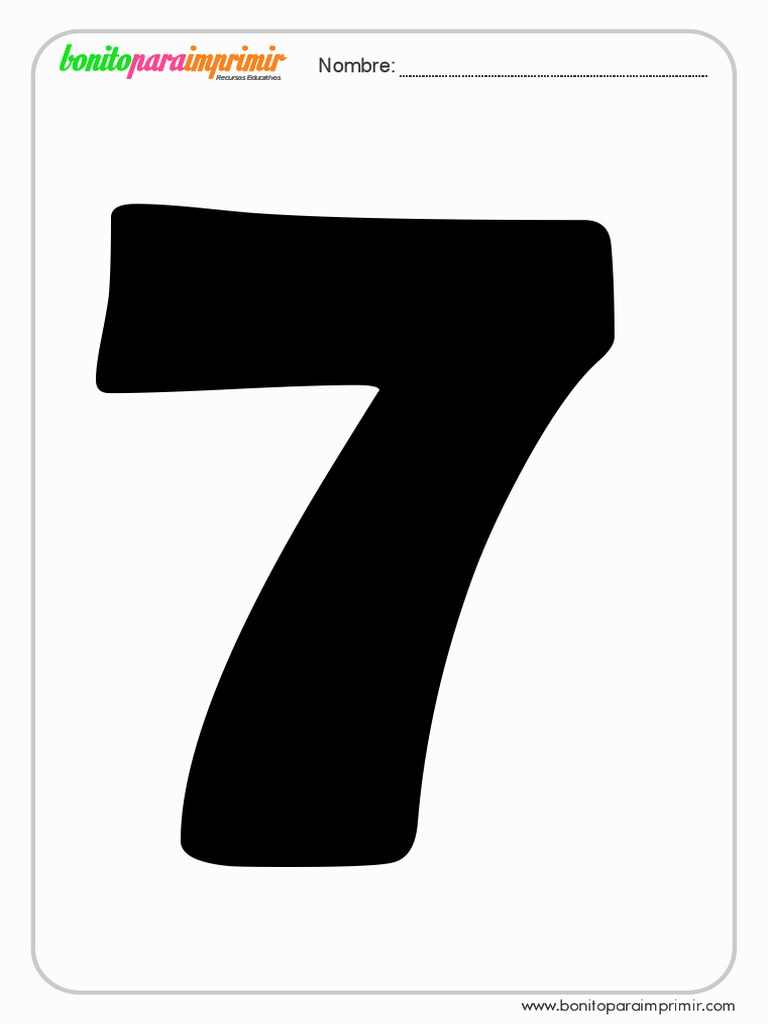 Numeros 7 para Imprimir - Bonitoparaimprimir | PDF