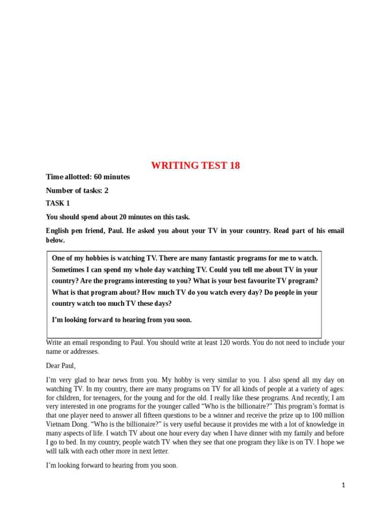Sample Writing P1 | PDF