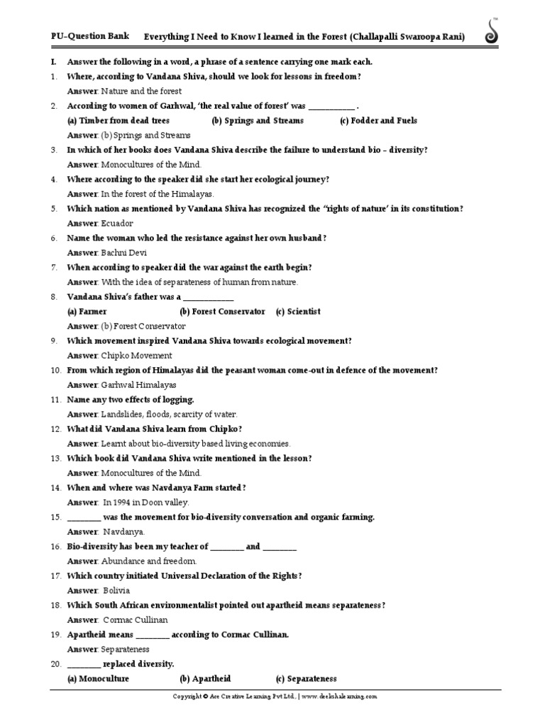 Everything I Need To Know I Learned in The Forest | PDF | Biodiversity ...