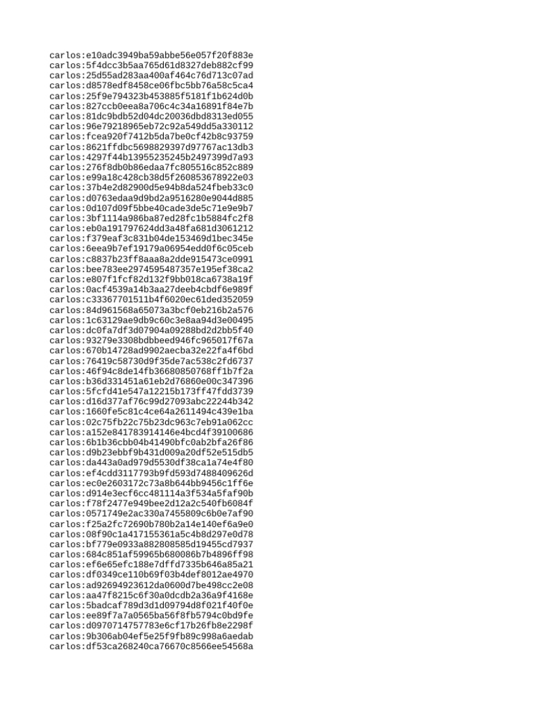 MD5-Hash of Port Swigger Word List | PDF