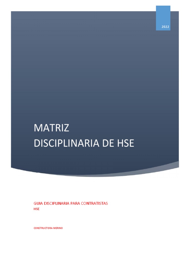 Matriz Disciplinaria para Contratistas HSE | PDF