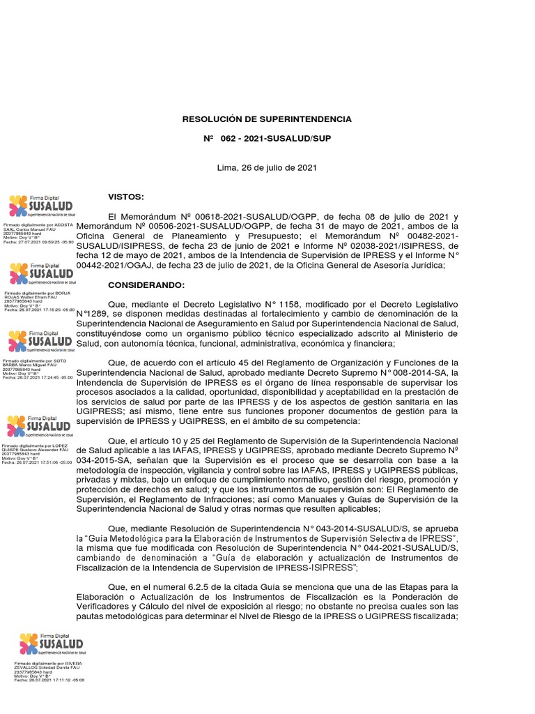 Susalud Guia Metodologia Verificadores y Calculo Denivel de Riesgos en Ipress-Ugipress | PDF ...