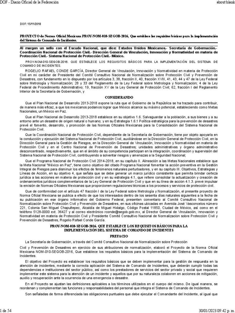 Norma Oficial Mexicana PROY-NOM-010-SEGOB-2016, Que Establece Los ...