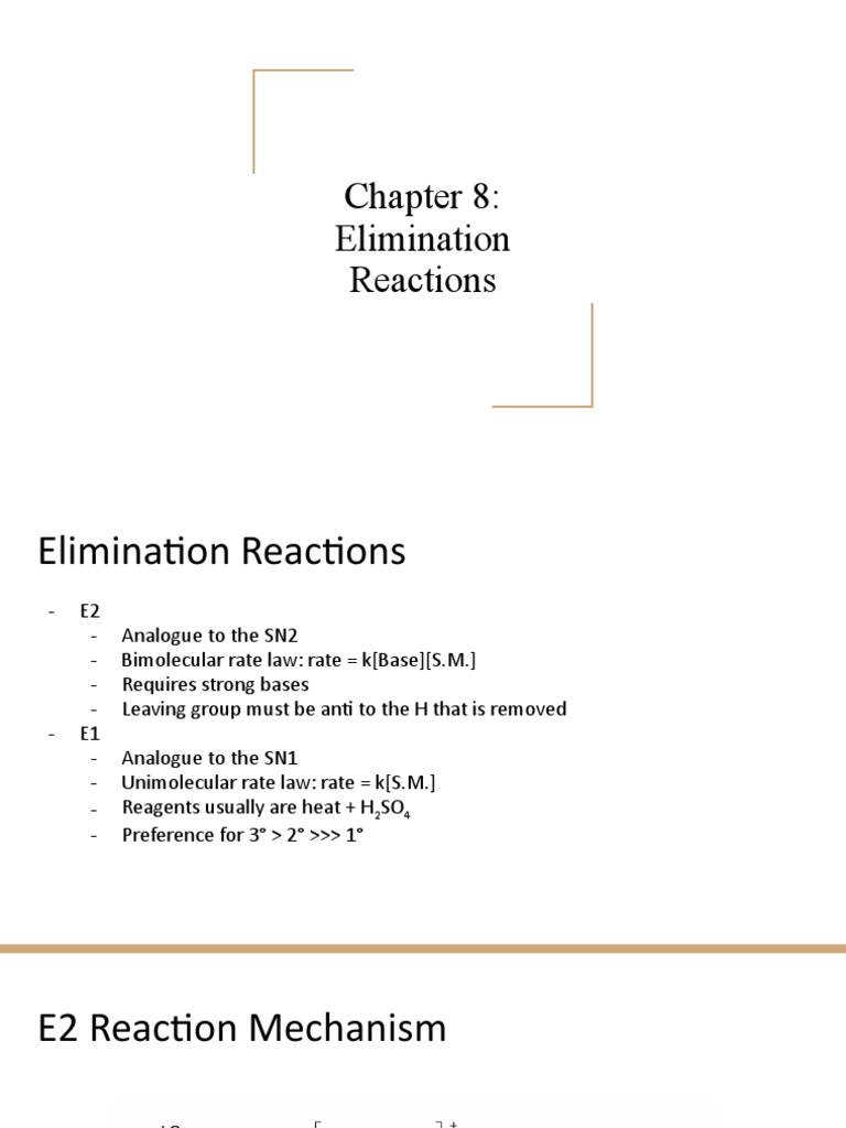 E1 and E2 Elimination Reactions Explained | PDF | Chemical Reactions ...