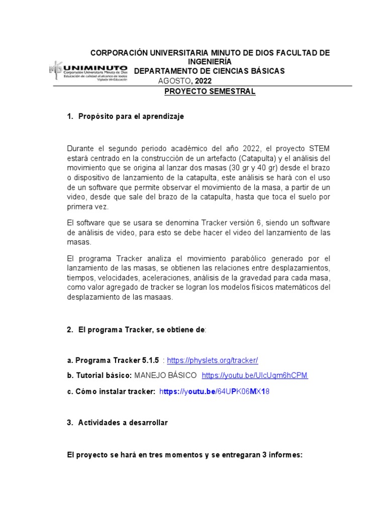 Instruccion Proyecto 2022-Ii | PDF | Software | Youtube