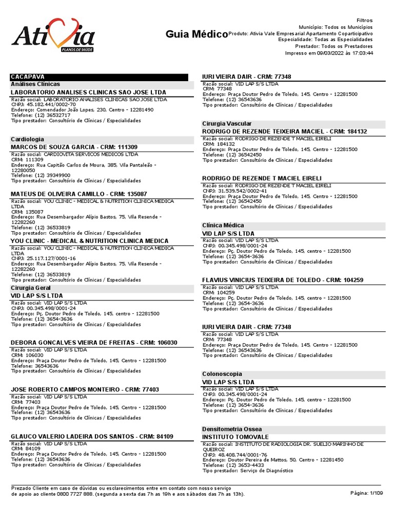 Guia Ativia Vale | PDF | Remédio | Ciências da Saúde