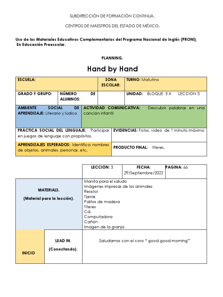 Plan de Ingles Bloque 3a Leccion 3 | PDF | Evaluación