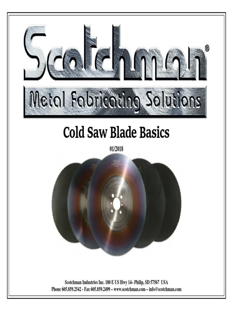 Scotchman Cold Saw Blade Basics | PDF | Blade | Secondary Sector Of The ...