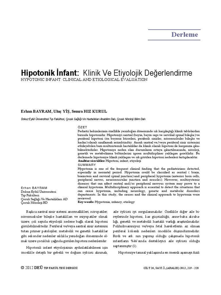 Hipotonik - Nfant - Klinik Ve Etiyolojik de - Erlendirme (#63543) - 53567 | PDF