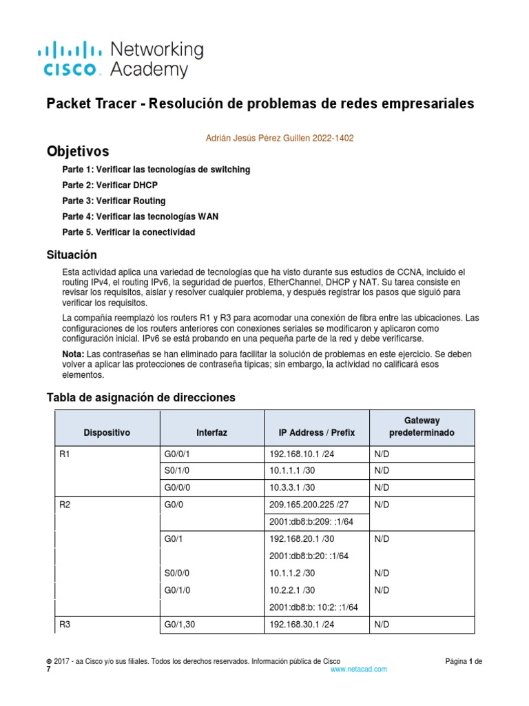 12.5.13 Packet Tracer - Troubleshoot Enterprise Networks | PDF | Arquitectura de internet | Internet