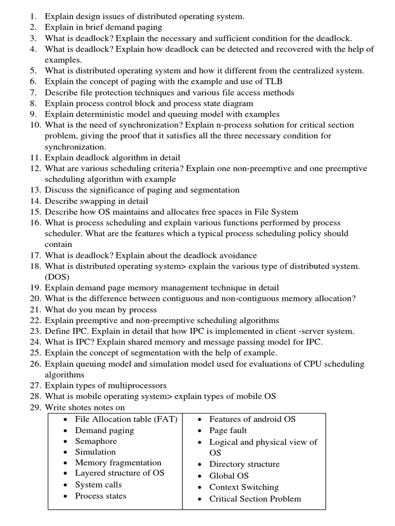 OSC Question Bank (Unit 1, 2, 3) | PDF | Operating System | Scheduling ...