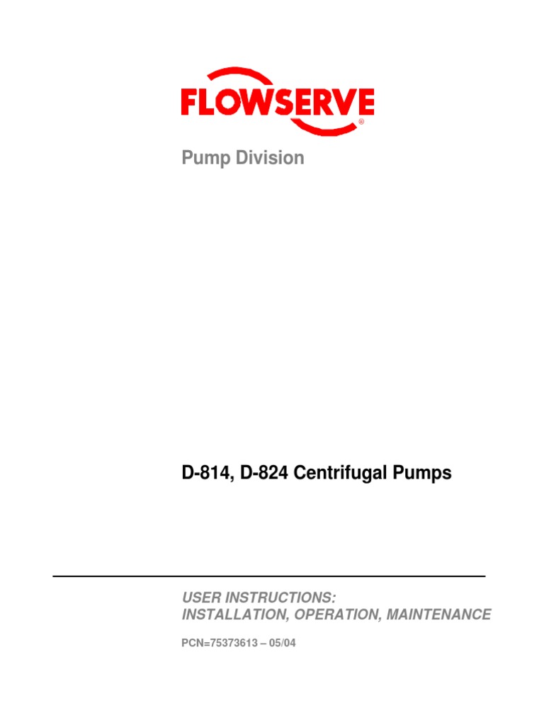 Pump Division: D-814, D-824 Centrifugal Pumps | PDF | Technology ...