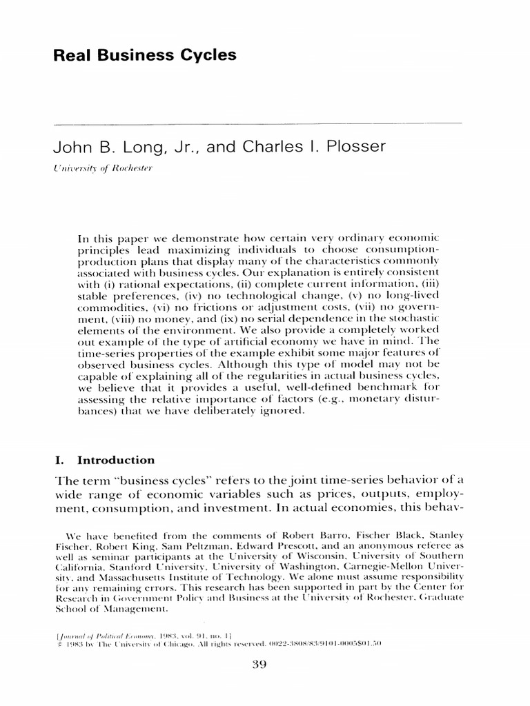 Long Plosser (1983) | PDF