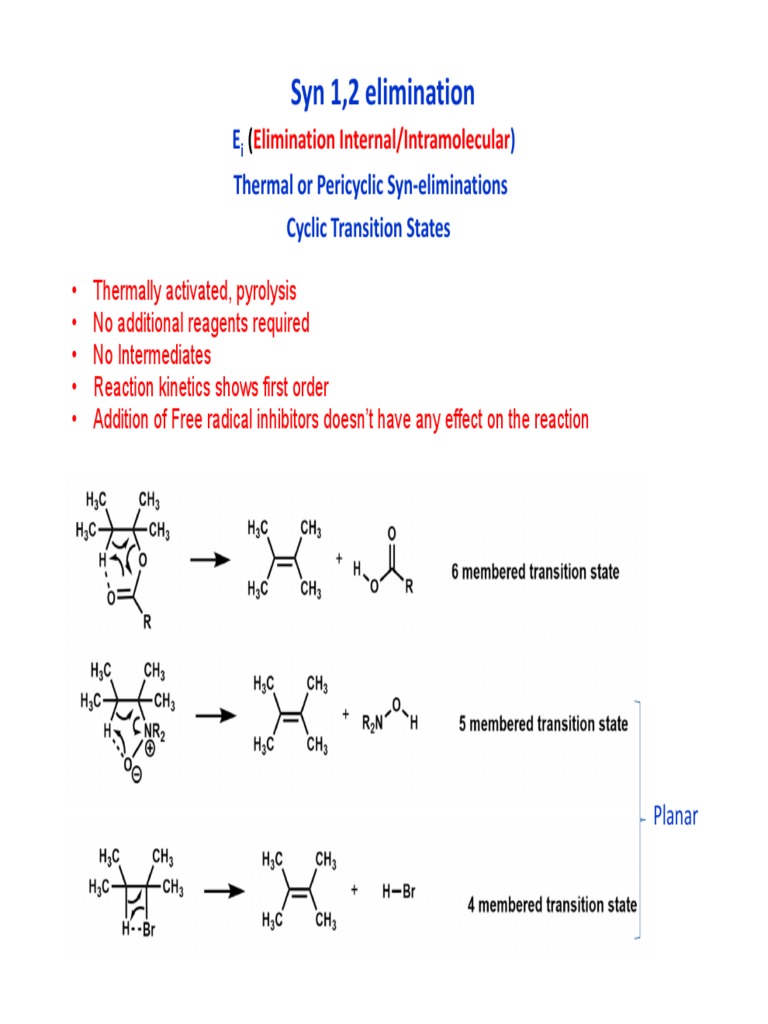SYN ELimination Lecturenotes | PDF | Pyrolysis | Chemistry
