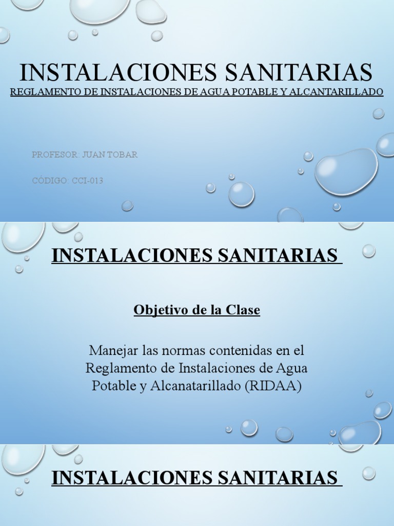 Clase 3 Instalaciones Sanitarias 16-04-2020 | PDF | Tubería (transporte de fluidos) | Agua