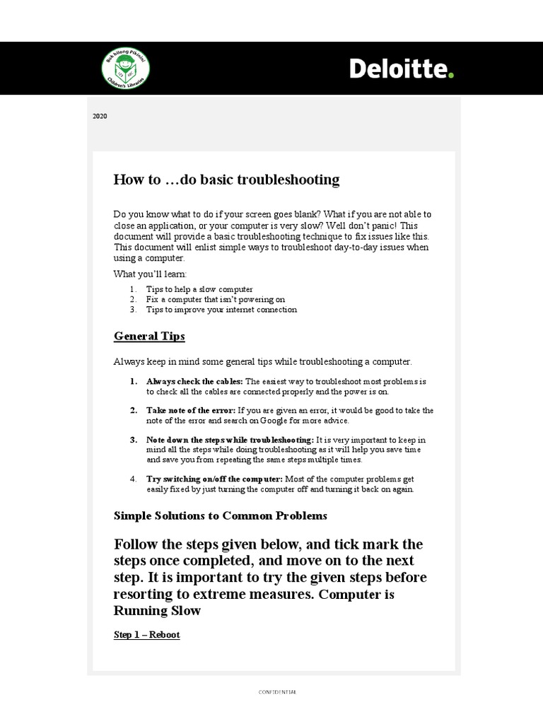 Basic Troubleshooting Techniques Pdf Troubleshooting Computing