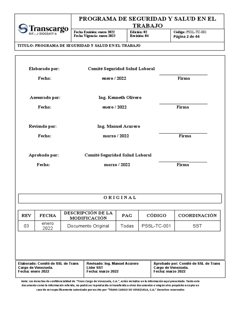 Modelo de Programa de Seguridad | PDF