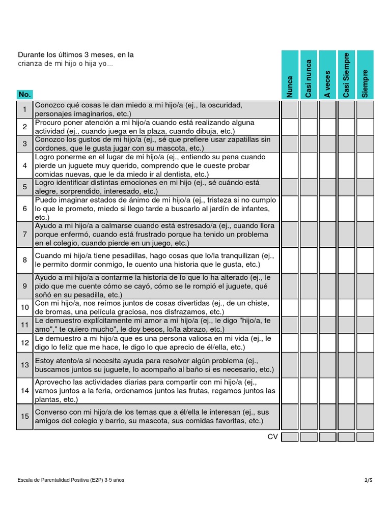 Escala E2P 3-5 Años | PDF