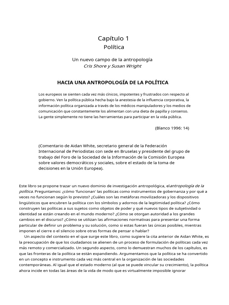 Cris Shore, Susan Wright. Anthropology - of - Policy | PDF Cris Shore, Susan Wright. Anthropology - of - Policy | PDF