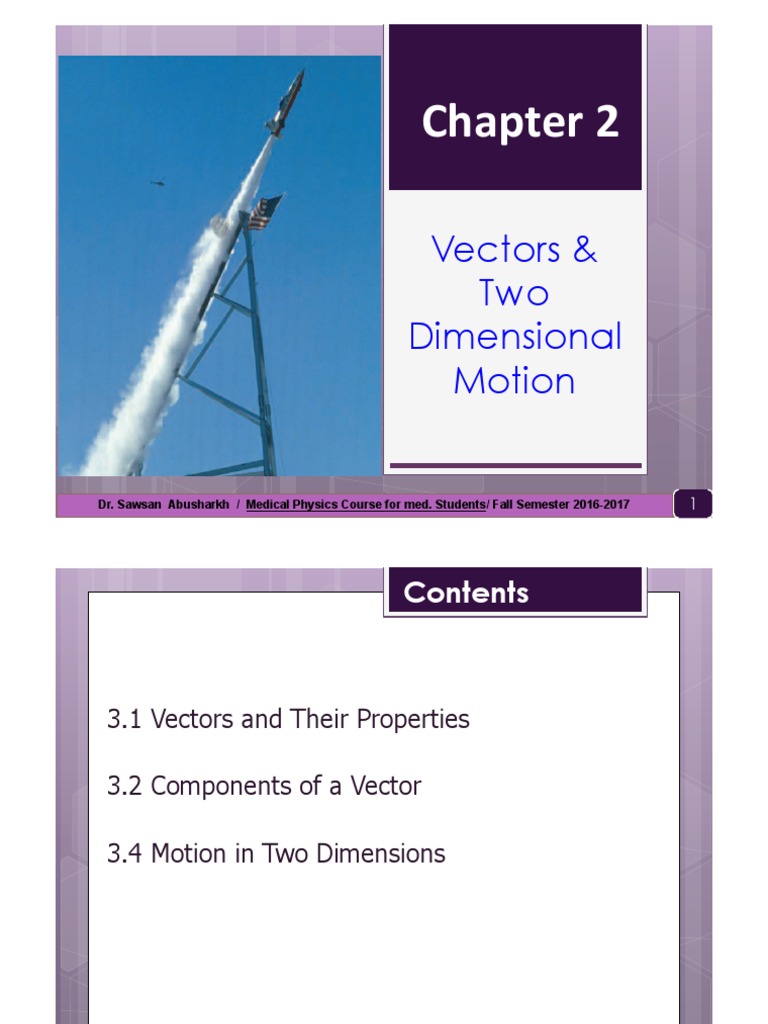 Chapter 2 Vectors and Two Dim Motion - Gen - Med - All Sections | PDF ...