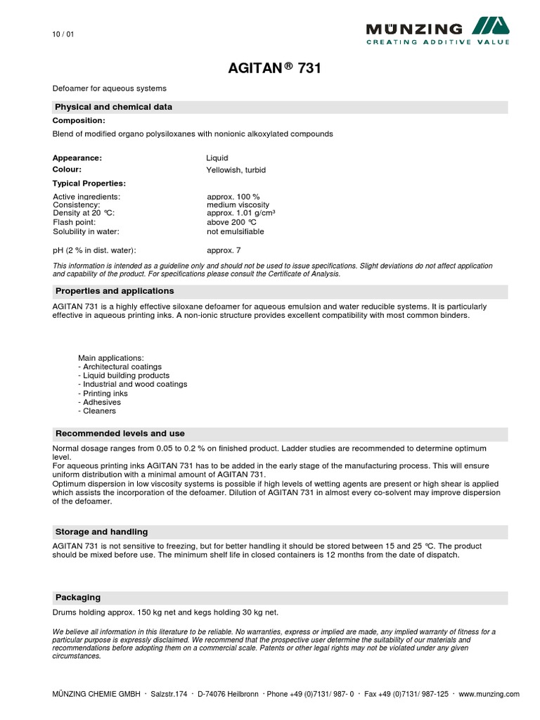 Agitan 731 | PDF | Liquids | Viscosity
