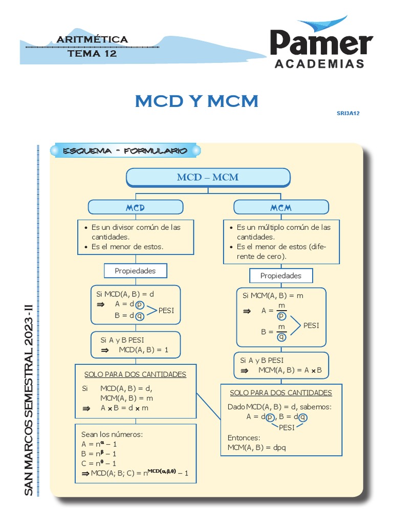 A - Sem 12 - MCD y MCM | PDF | Matemáticas discretas | Matemática Elemental