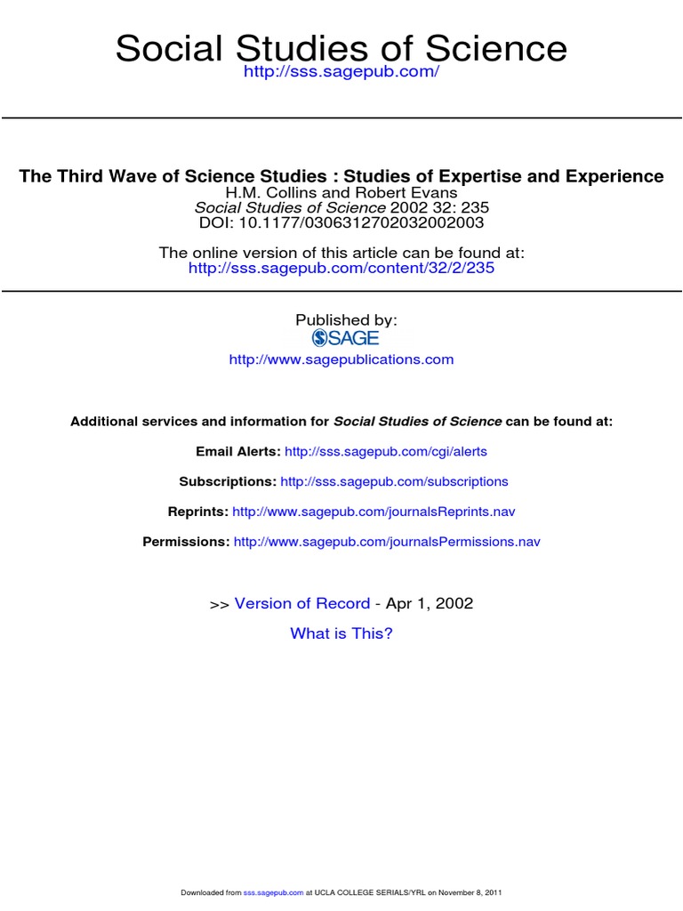 Collins, Evans - 2002 - The Third Wave of Science Studies Studies of ...