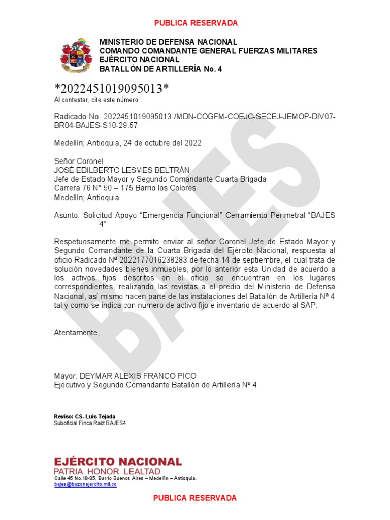 Oficio Respuesta Instalaciones | PDF