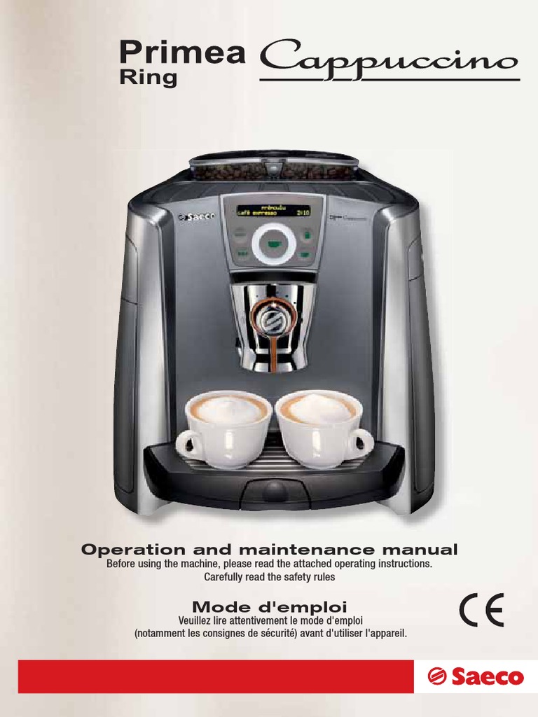 Saeco Primea Cappuccino Ring User Manual | PDF