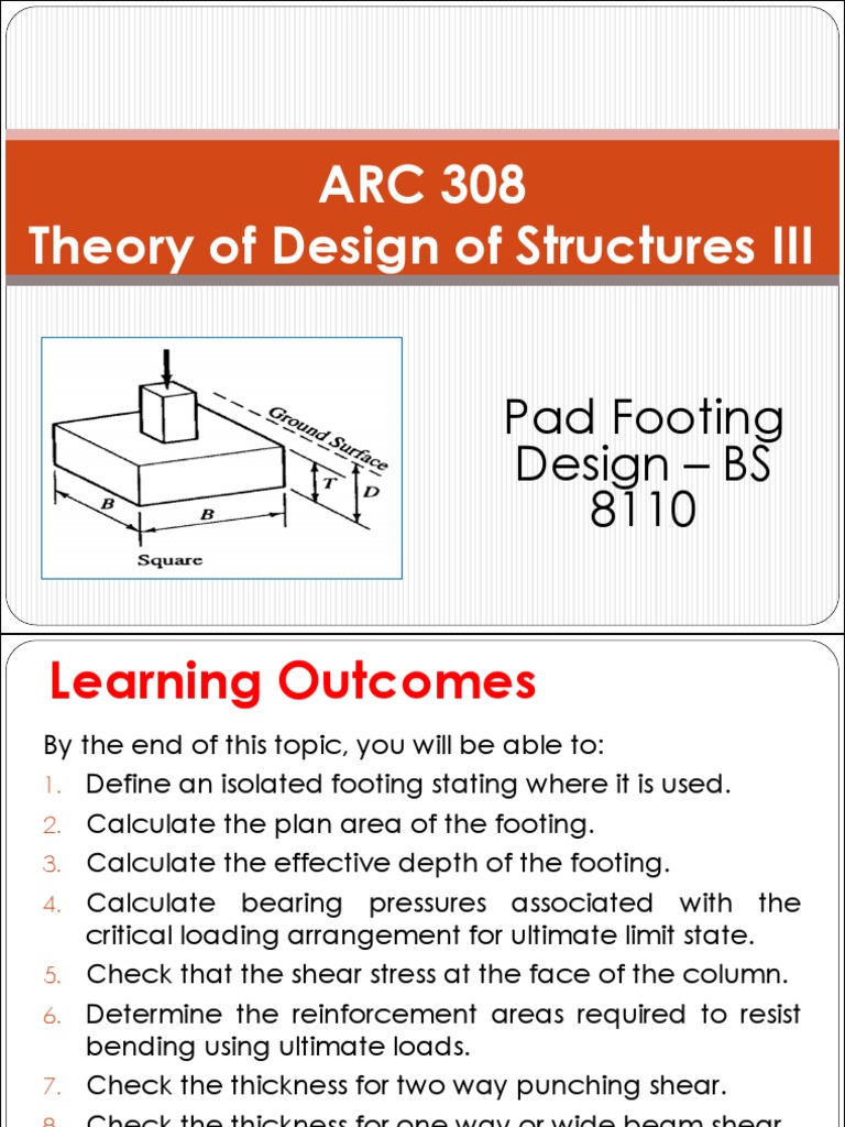 Reinforced Concrete Pad Footing - BS 8110 - 1 | PDF | Foundation ...