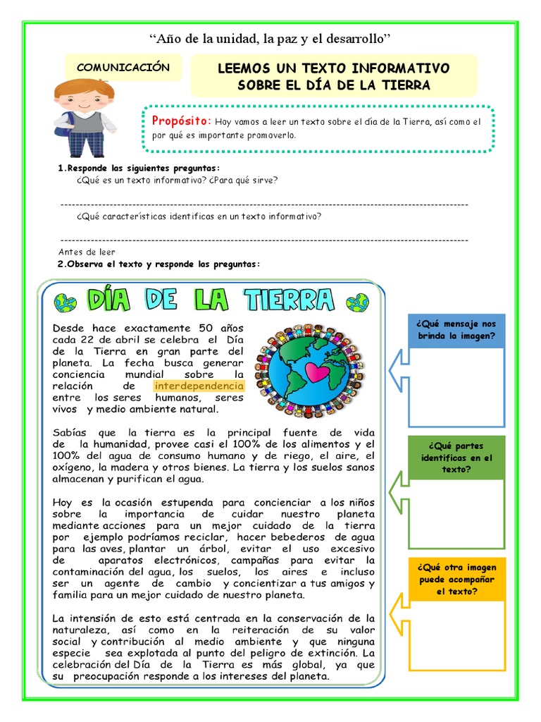 Dia de La Tierra Fichas | PDF | Agua | Tierra