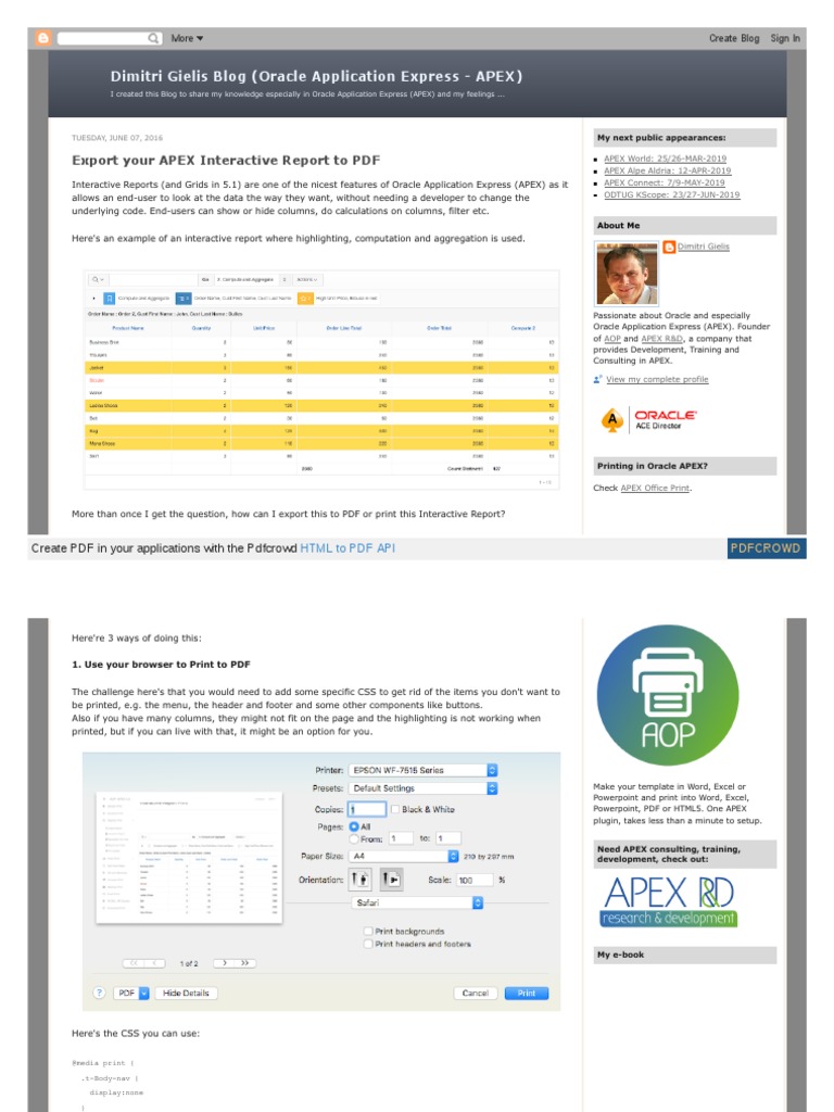 Export APEX Reports to PDF Guide | PDF | Microsoft Word | Html