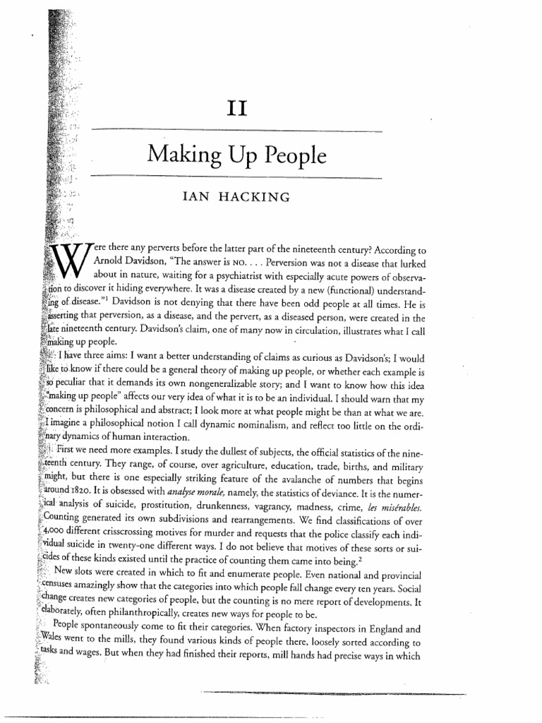 Hacking, Ian - 1986 - Making Up People | PDF | Tuberculosis | Nothing