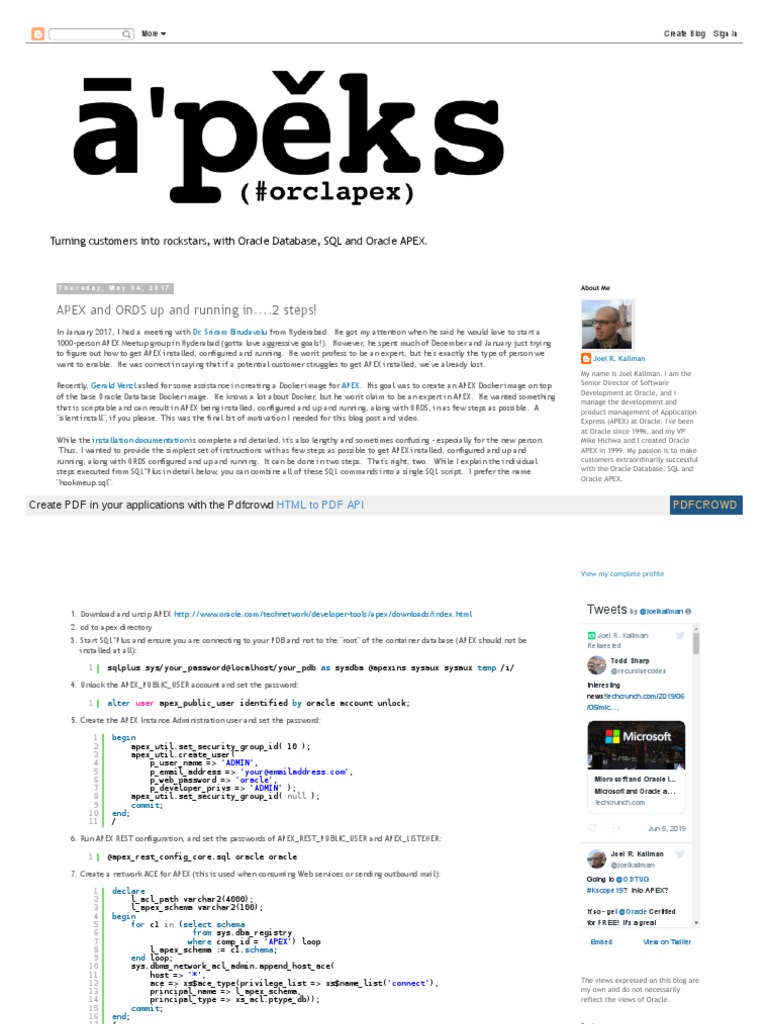Install ORDS Apex | PDF | Point Of Sale | User (Computing) Install ORDS Apex | PDF | Point Of Sale | User (Computing)