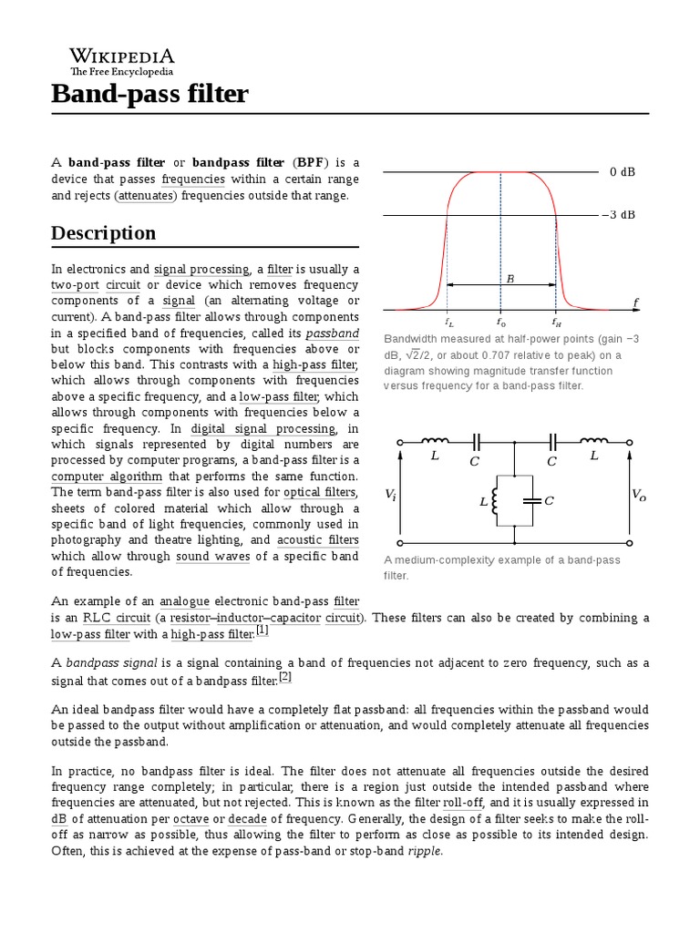 Band-Pass Filter | PDF | Electronic Filter | Electronics
