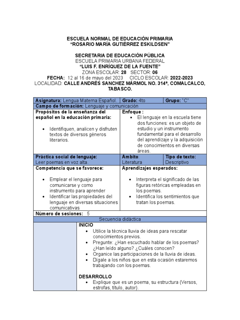Planeación Didáctica para 4to Grado | PDF | Rectángulo | Educación primaria